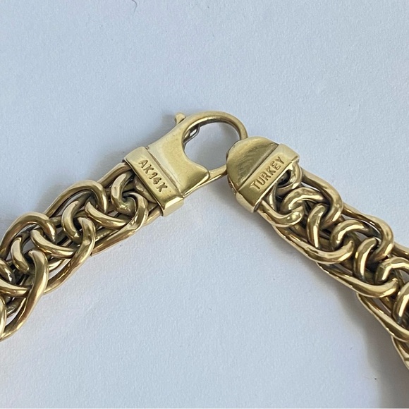 Vintage | Jewelry | 4k Gold Bracelet Fancy Wheat Link Chain Chunky ...